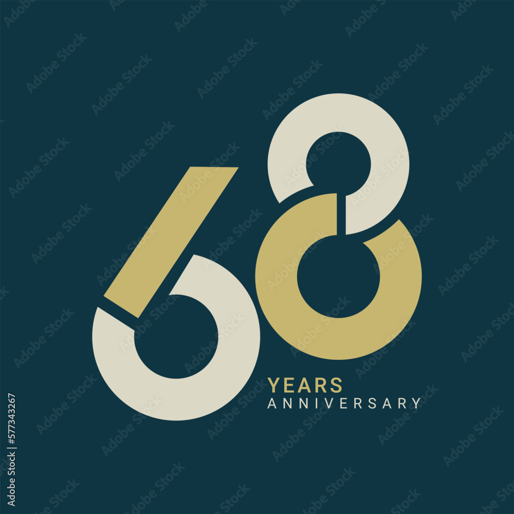 68th, 68 Years Anniversary Logo, Golden Color, Vector Template Design ...
