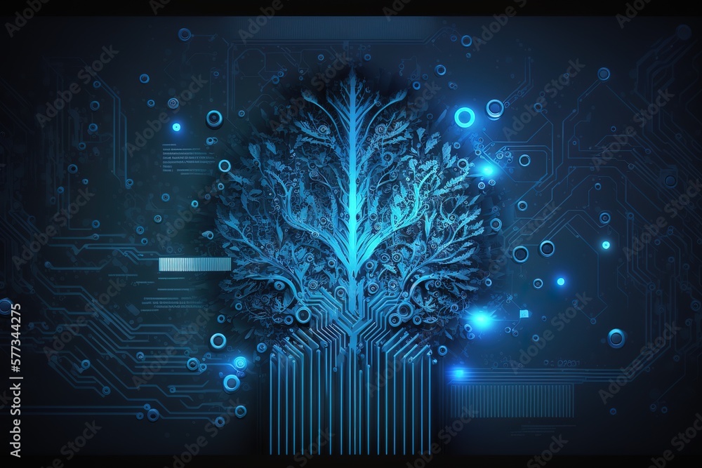Blue Artificial Intelligent Technology Background Stock Illustration ...