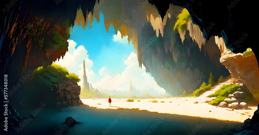 Crystal cave setting, Dungeon Den Underground fantasy Myetery tunnel ...