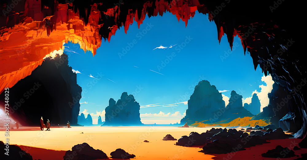 Crystal cave setting, Dungeon Den Underground fantasy Myetery tunnel ...