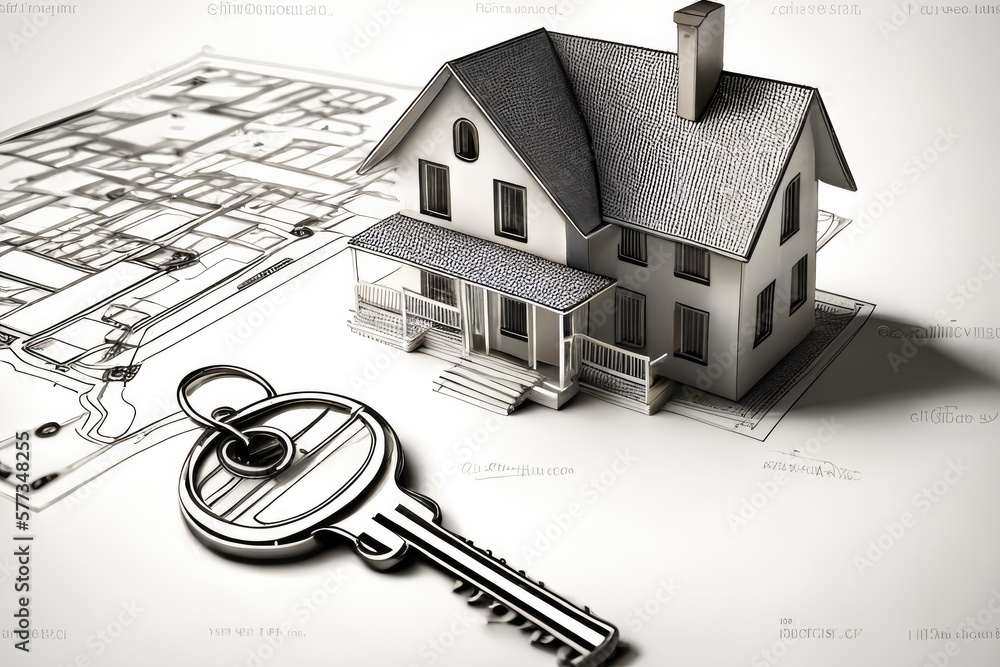 key and architectural map or drawing of house or future home at ...