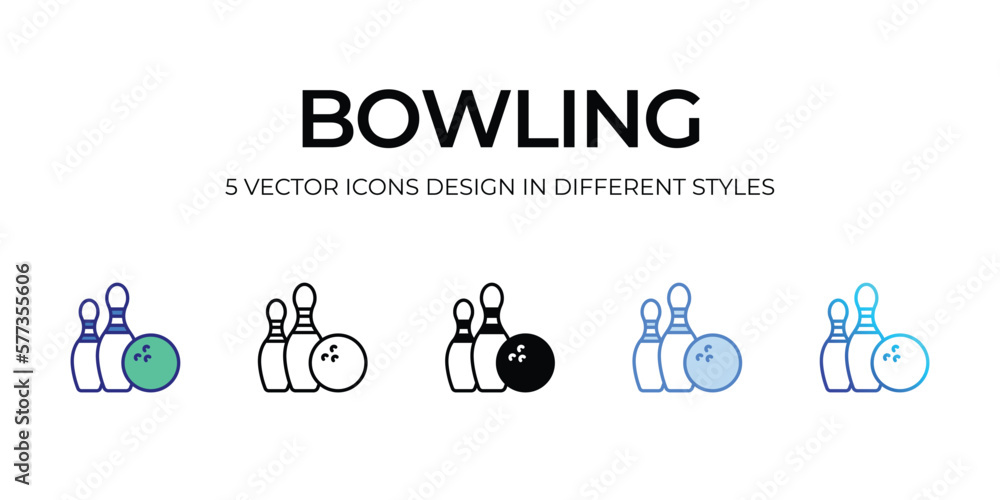 bowling Icon Design in Five style with Editable Stroke. Line, Solid ...