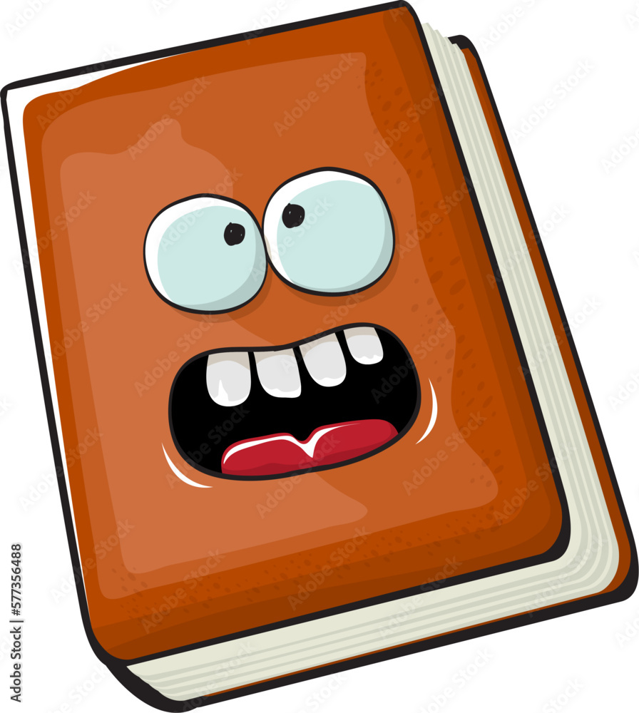 Book character. Cartoon brown paper book character isolated on white ...