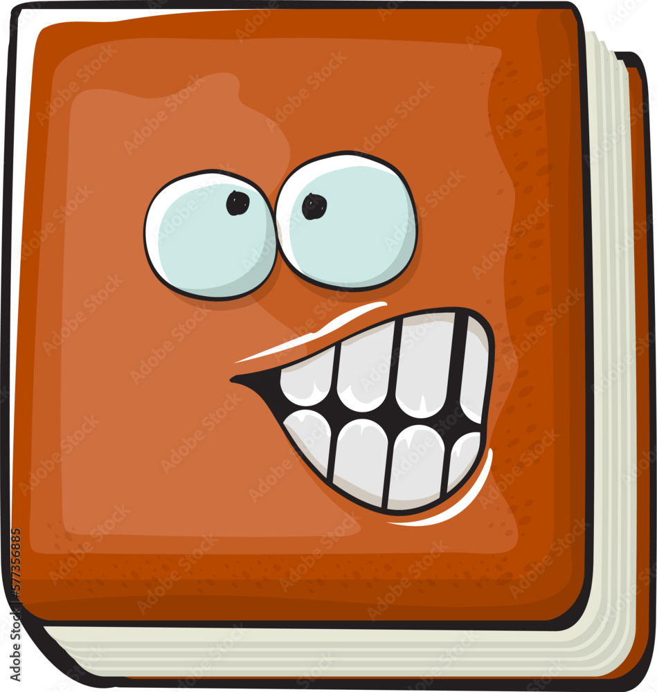 Book character. Cartoon brown paper book character isolated on white ...