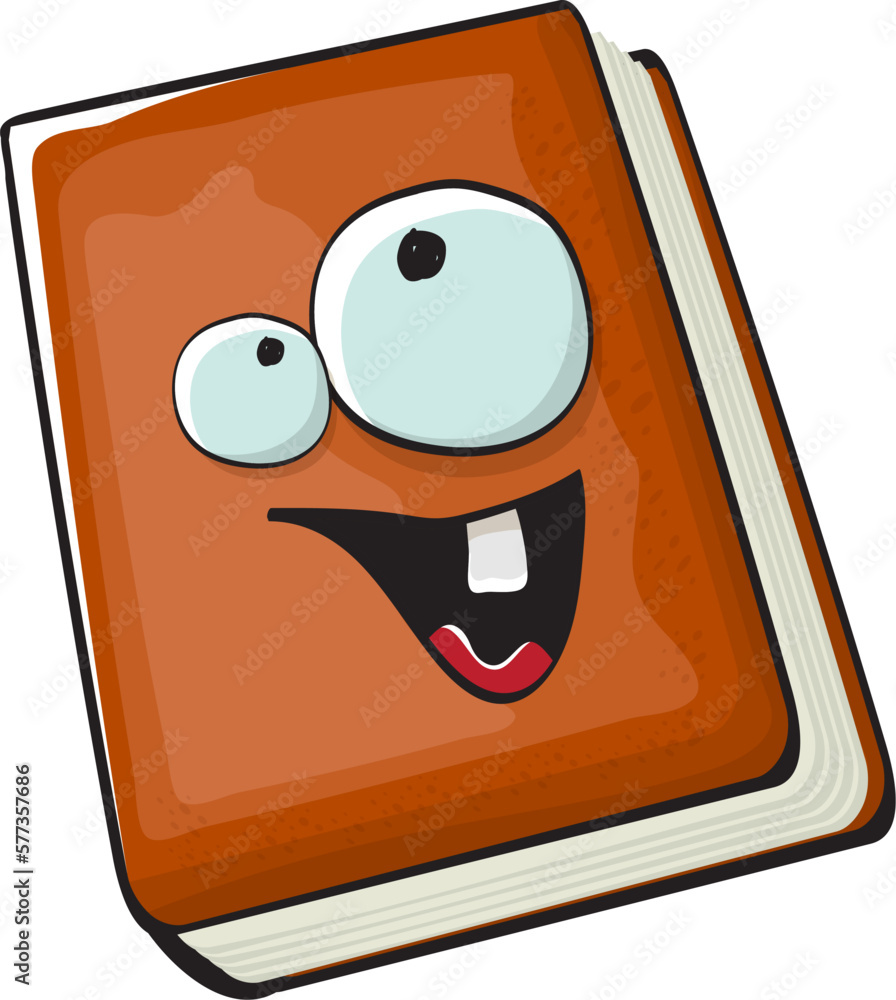 Book character. Cartoon brown paper book character isolated on white ...