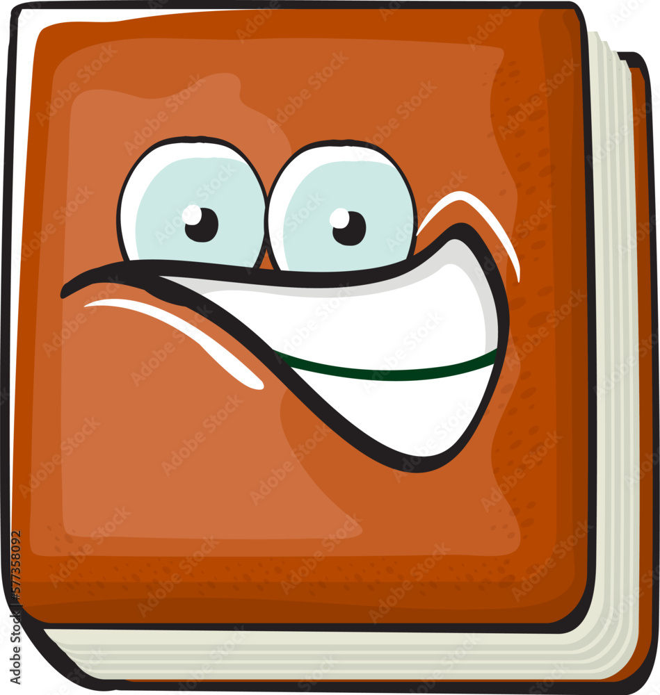 Book character. Cartoon brown paper book character isolated on white ...