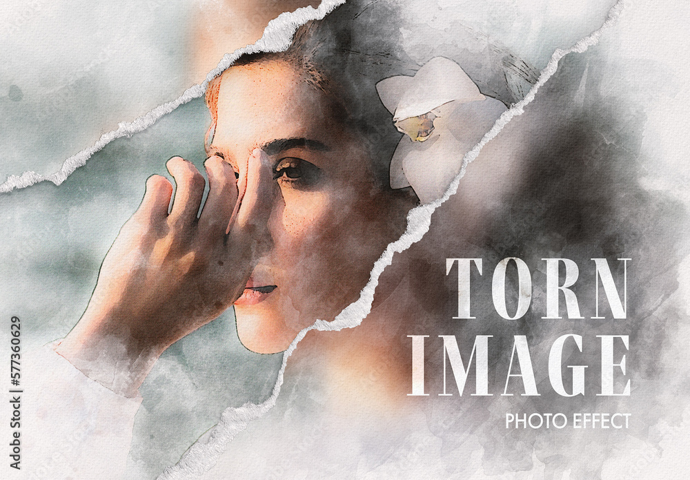 Torn Image Poster Effect Mockup Stock Template | Adobe Stock