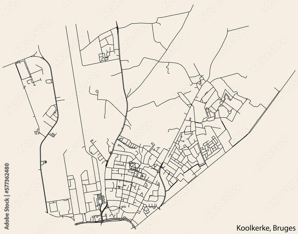 Detailed hand-drawn navigational urban street roads map of the ...