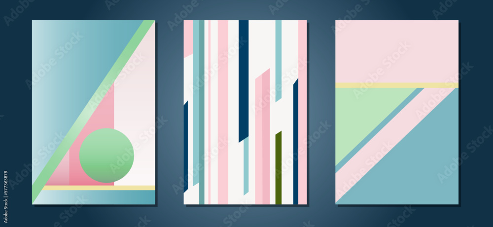 Abstract vector poster set with pastel geometric art. Stock Vector ...