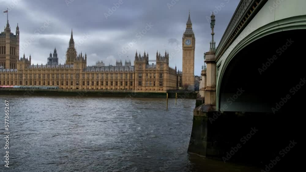 Zoom in to The Houses of Parliament and Big Ben. The UK parliament ...