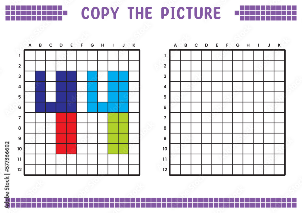 Copy the picture, complete the grid image. Educational worksheets ...
