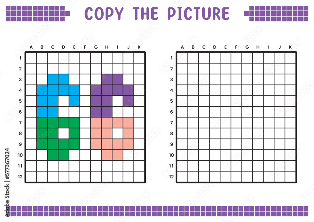 Copy the picture, complete the grid image. Educational worksheets ...