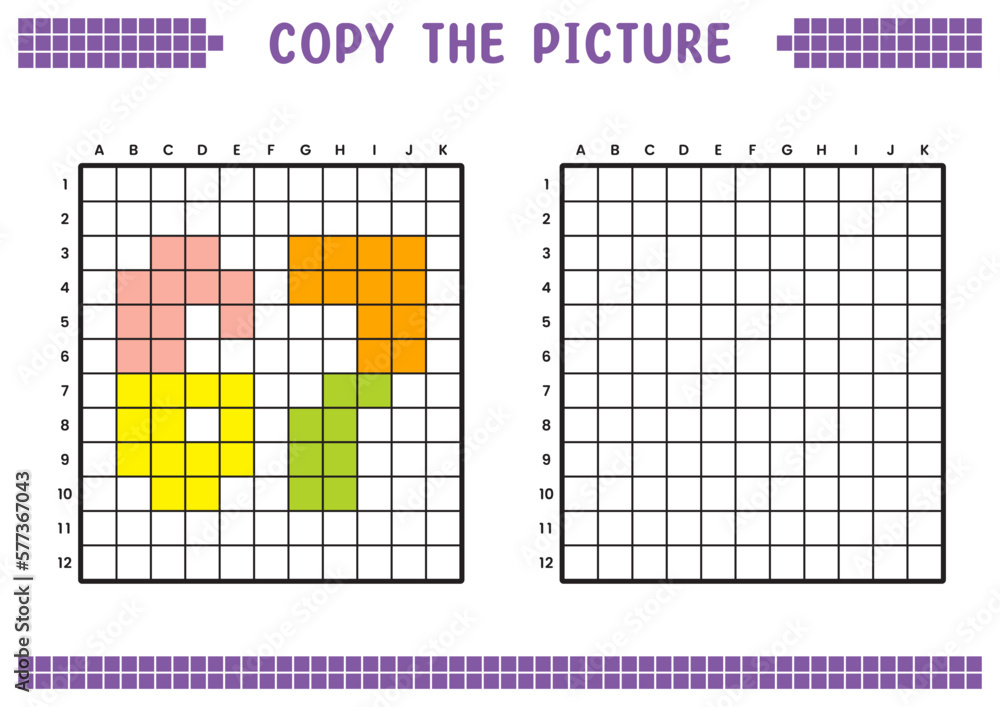 Copy the picture, complete the grid image. Educational worksheets ...