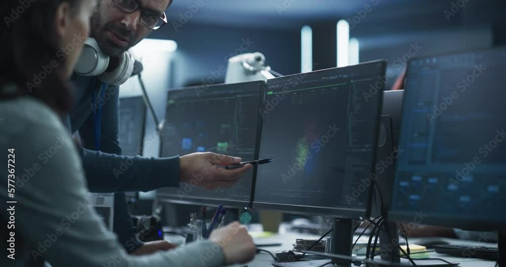 Team Leader Having a Conversation with a Female Software Engineer. Team ...