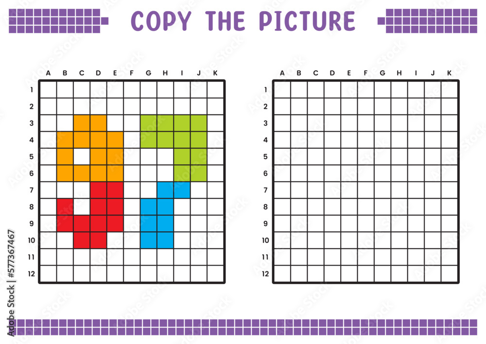 Copy the picture, complete the grid image. Educational worksheets ...