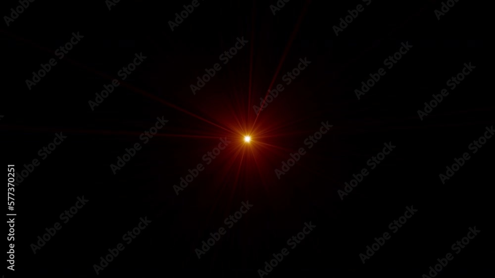 Loop abstract center star glow orange red rays lights optical lens ...