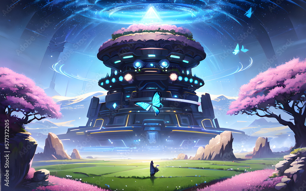 Anime backround magical drawing virtual enviornment fairyland nature ...