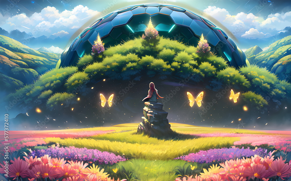 Anime backround magical drawing virtual enviornment fairyland nature ...