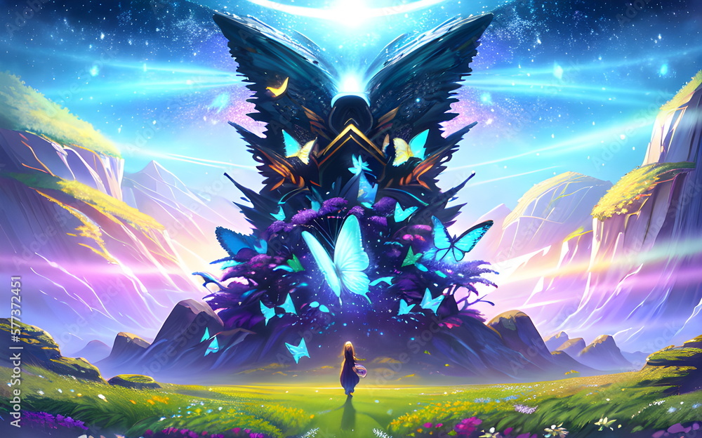 Anime backround magical drawing virtual enviornment fairyland nature ...