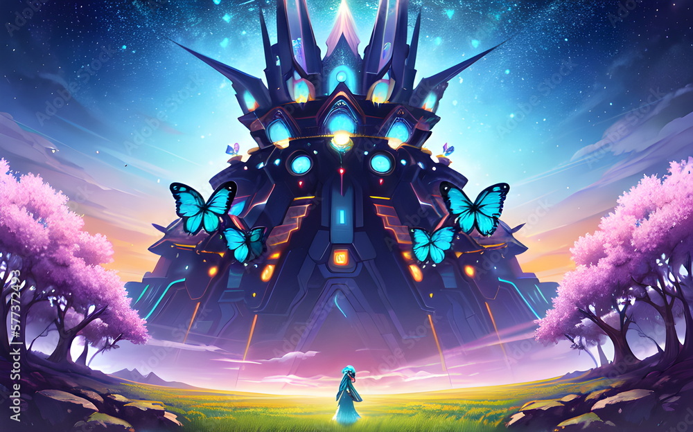 Anime backround magical drawing virtual enviornment fairyland nature ...