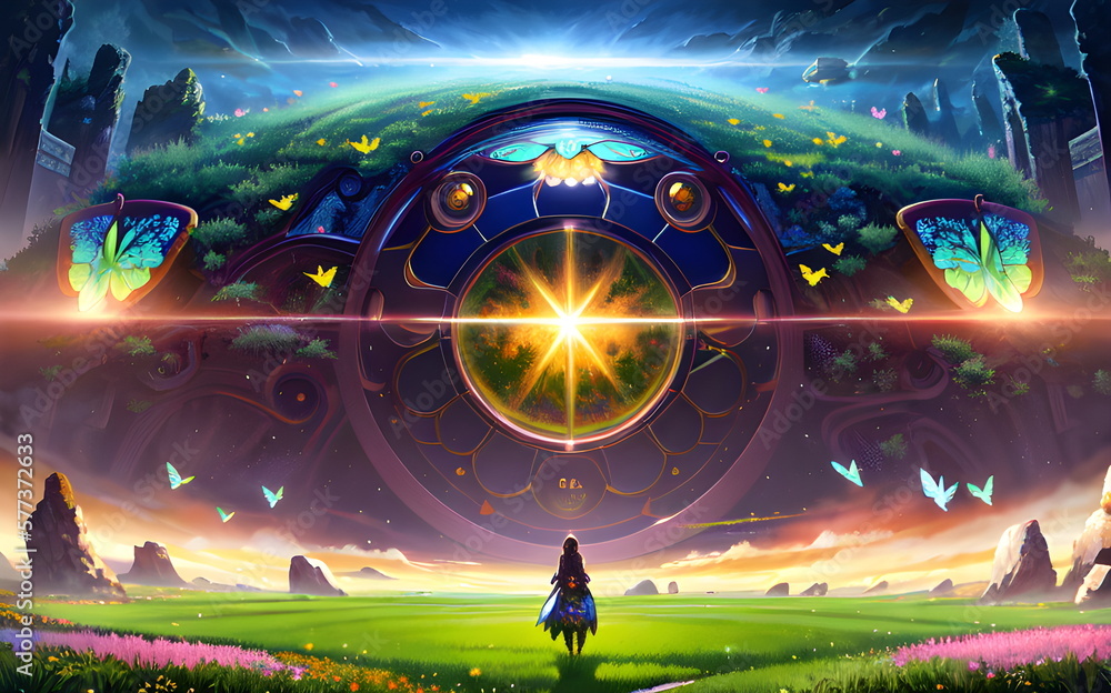 Anime backround magical drawing virtual enviornment fairyland nature ...