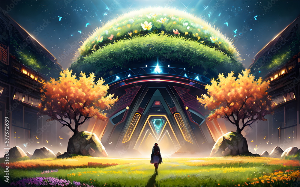 Anime backround magical drawing virtual enviornment fairyland nature ...