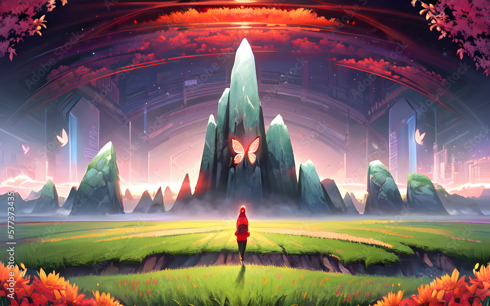 Anime backround magical drawing virtual enviornment wonderland forest ...