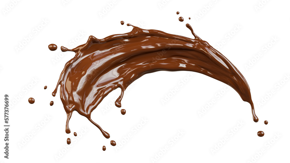 Chocolate Splash with droplets 3d rendering includes clipping path ...
