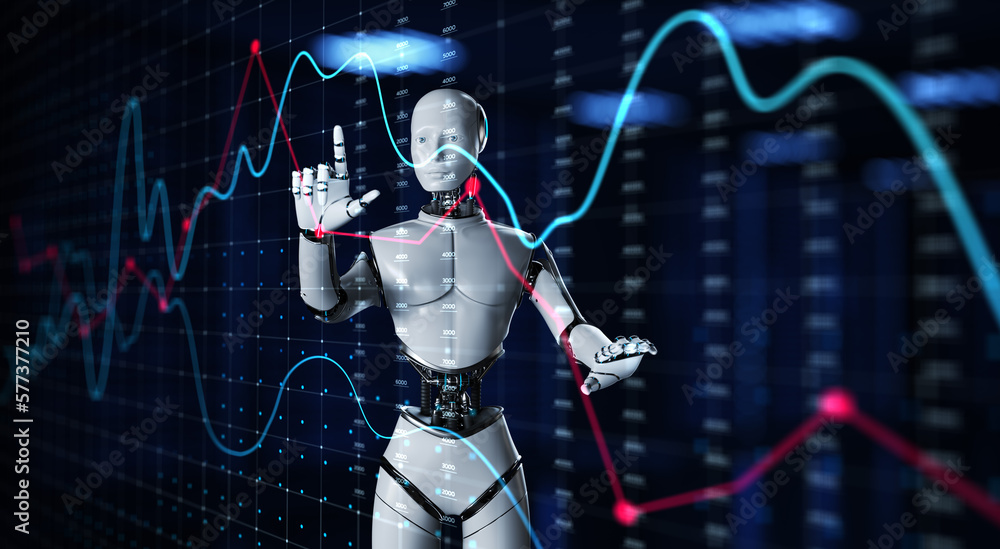 Robo trading RPA automation Robot Chart graphs diagram business ...
