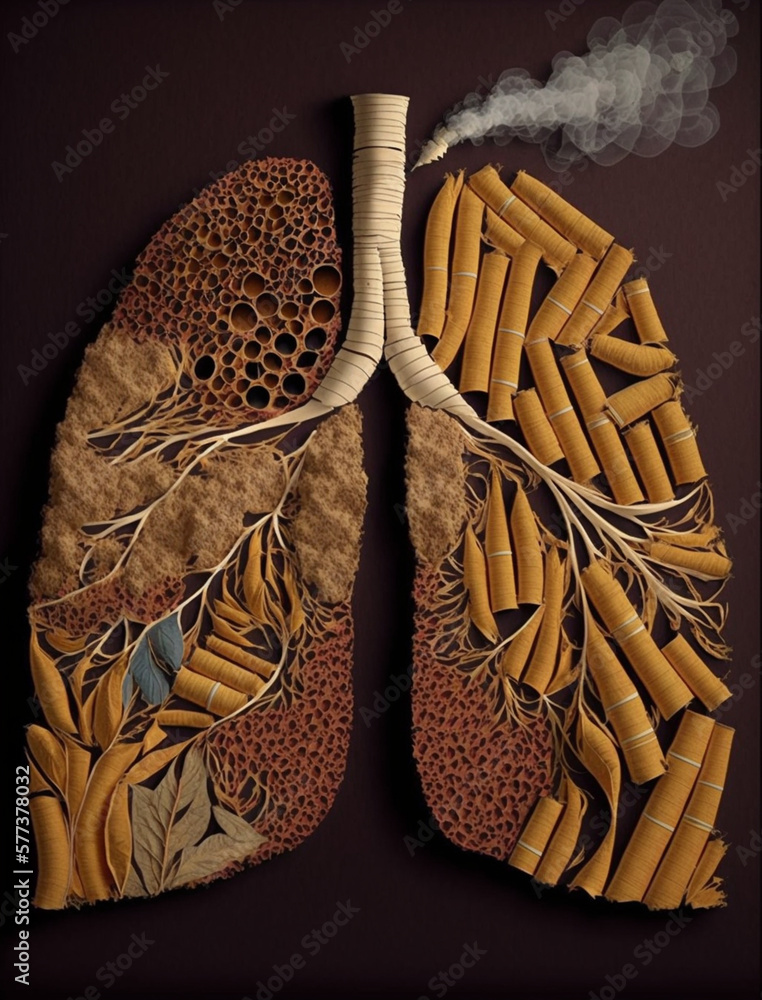 Ilustracja Stock: lungs made of cigarettes, model lungs made of paper ...