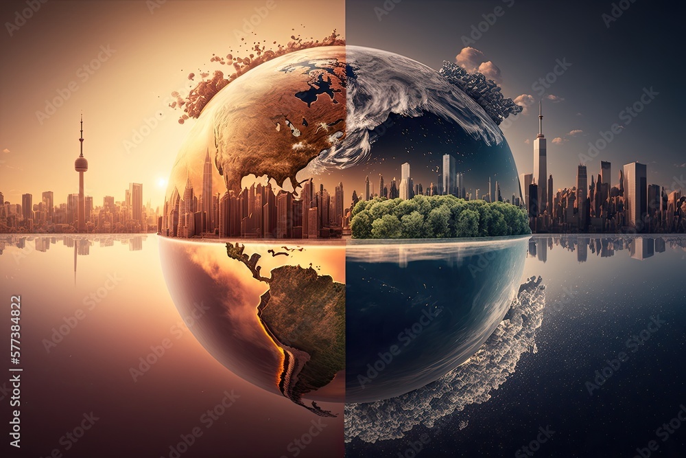 Conceptual of climate change and global warming with melting icebergs ... Conceptual of climate change and global warming with melting icebergs ...