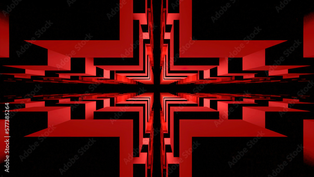 Gap in space of squares. Design. Sacral cleft in labyrinth. 3D space of ...