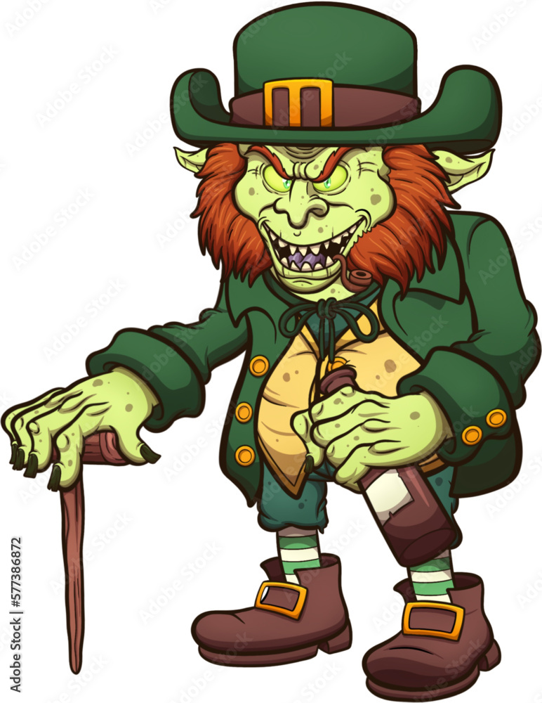 Evil Leprechaun. Vector art illustration with simple gradients. All in ...