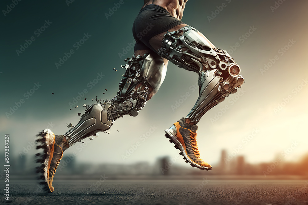 Health and technology of future, robotic limbs concept. Disabled ...