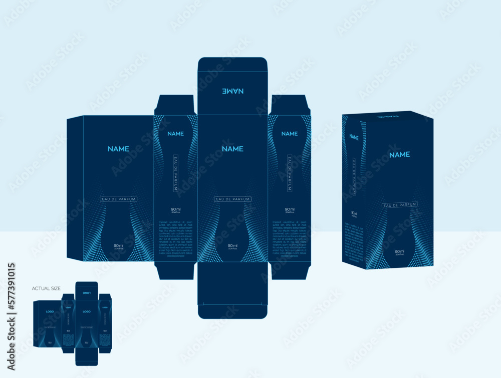 Packaging design, perfume luxury box design template and mockup box ...