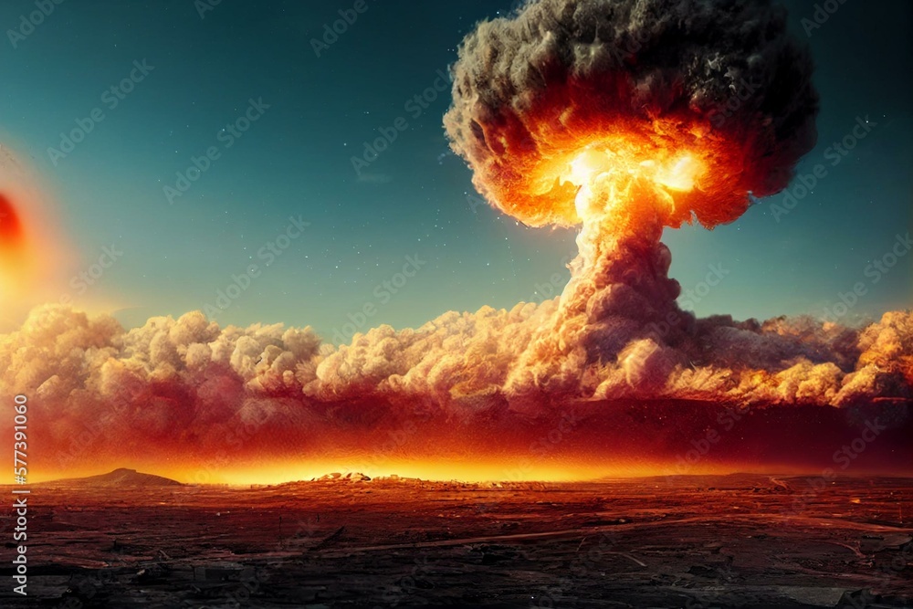 Artificial Intelligence generated image of an atomic bomb test ...