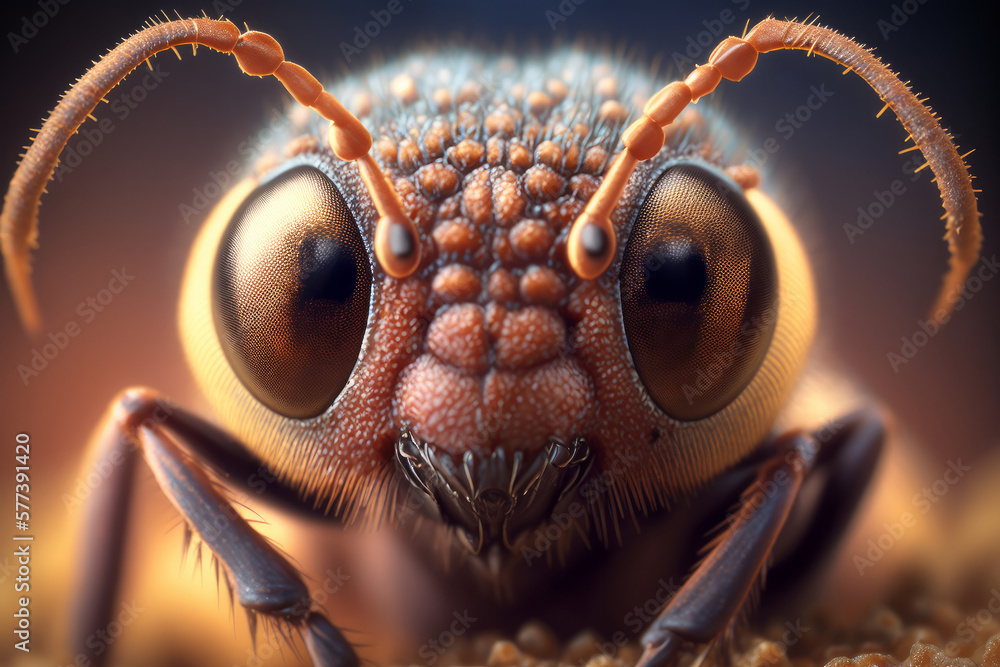 extreme close up of an ants head. Bugs and insects. Generative ai Stock Illustration | Adobe Stock