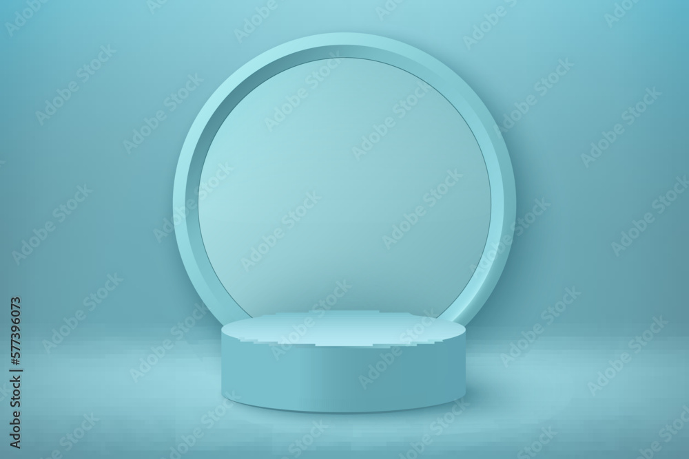 Abstract 3D realistic blue empty round podiums. Minimal scene for ... Abstract 3D realistic blue empty round podiums. Minimal scene for ...