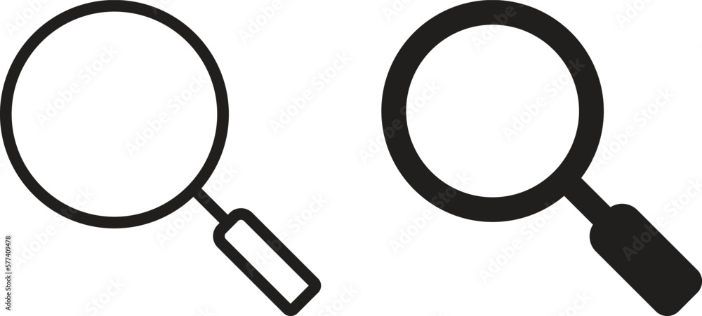 Magnifying glass icon simple trendy flat style line and solid Isolated ...