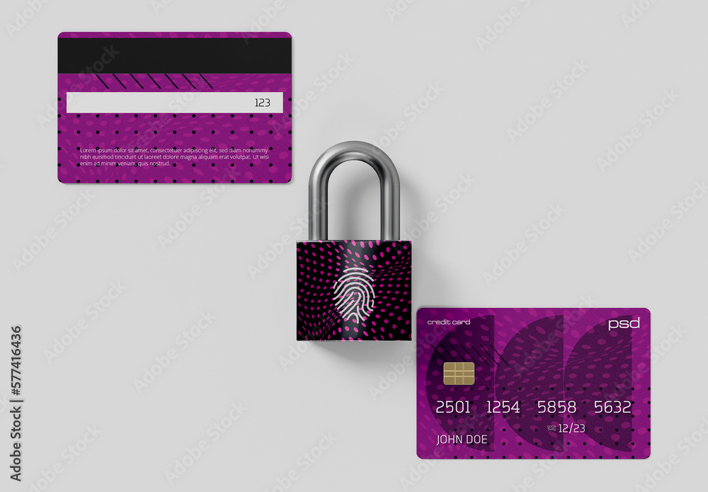 Two Credit Card with Security Concept Mockup Stock Template | Adobe Stock