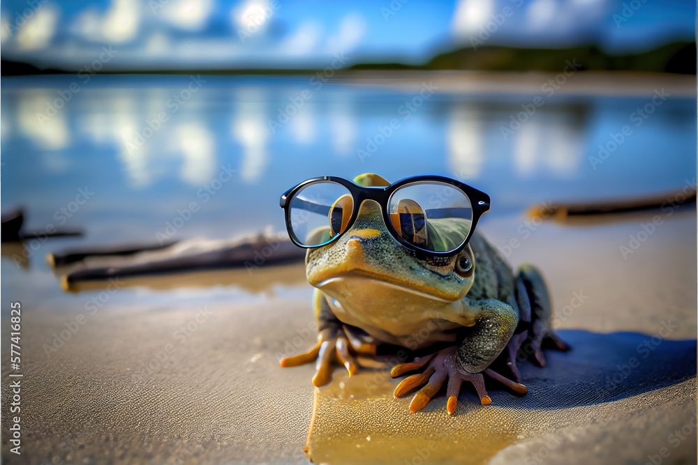 Funny frog with fashionable glasses. Generative AI Art Stock ...