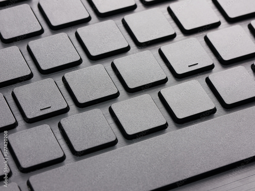 blank keys on computer keyboard close up without letters and signs ...