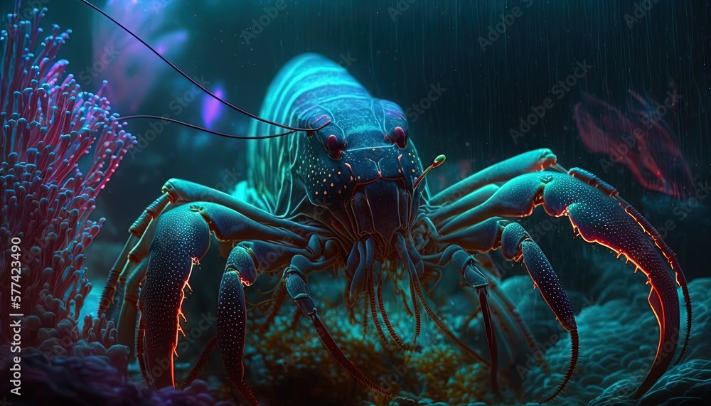 lobster in colorful underwater world created with generative ai ...