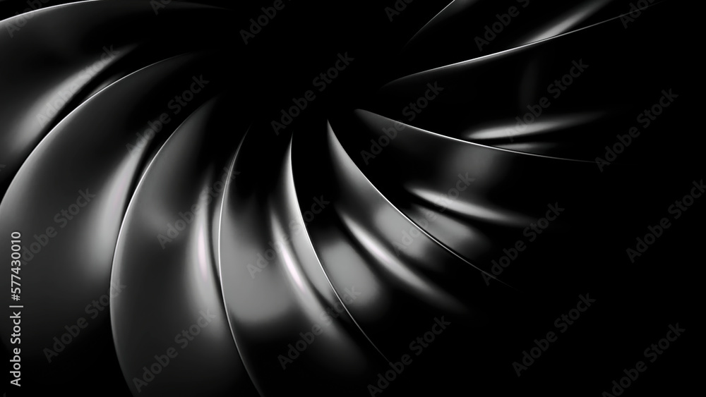 Abstract art with surreal 3d machinery industrial turbine jet engine ...