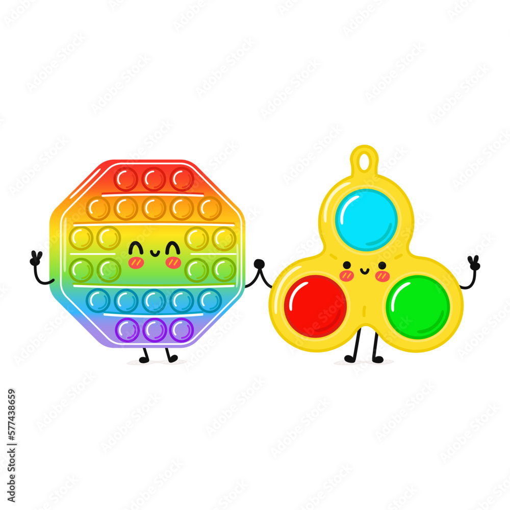 Poster Card cute happy pop it and simple dimple and speech babble ...