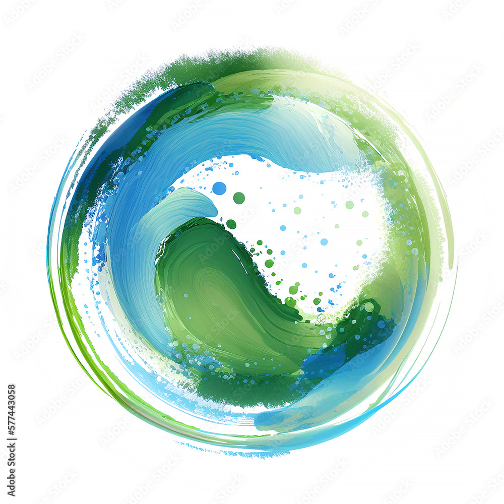 Abstract paint strokes in planet Earth shape and color. Ai generative ...