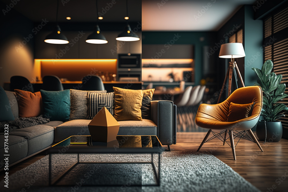 Luxurious apartment background with contemporary design. Created with ...