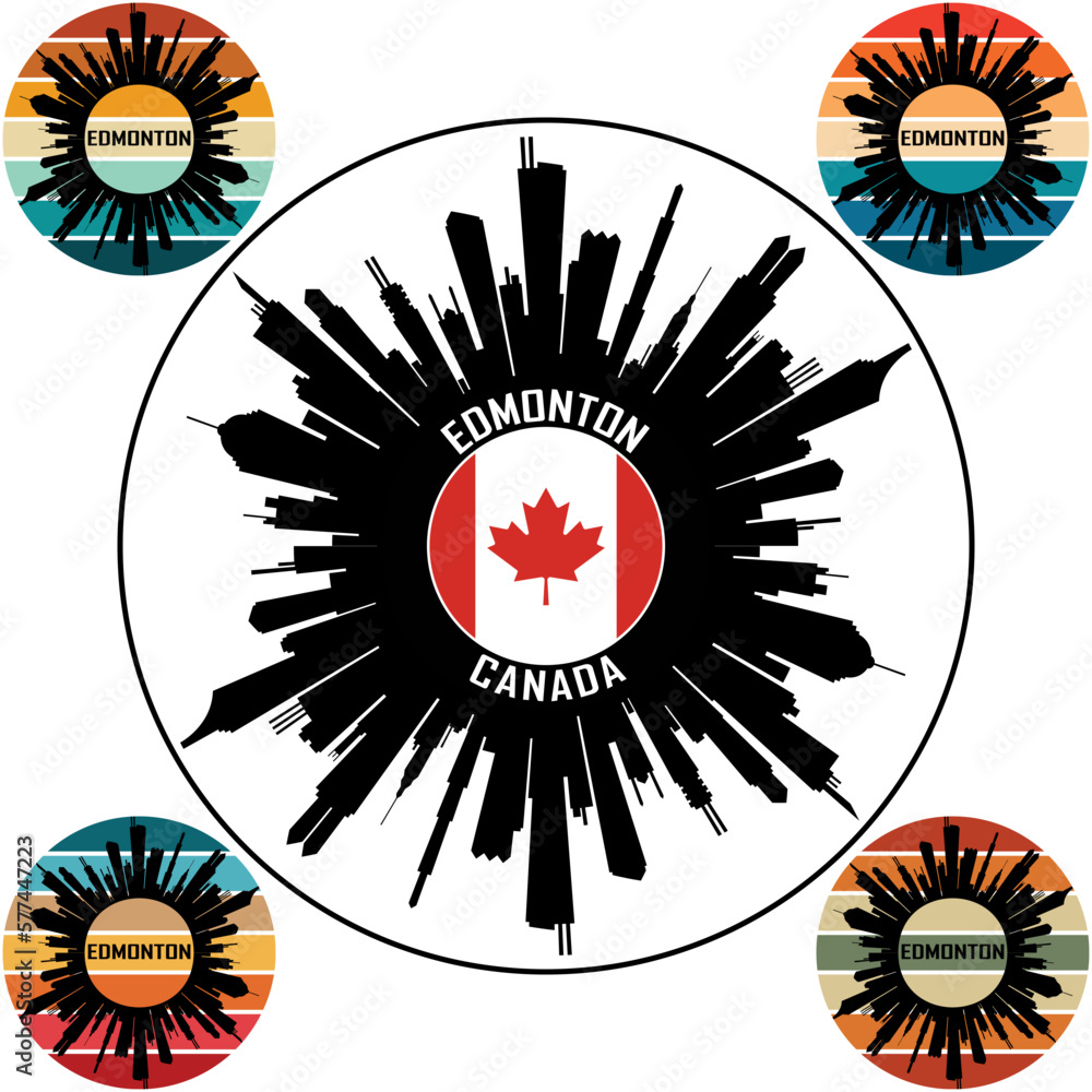 Edmonton Canada Flag Skyline Silhouette Edmonton Canada Lover Travel ...