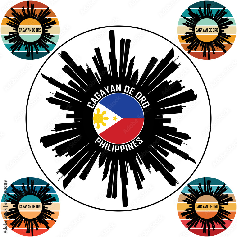 Cagayan de Oro Philippines Flag Skyline Silhouette Cagayan de Oro ...