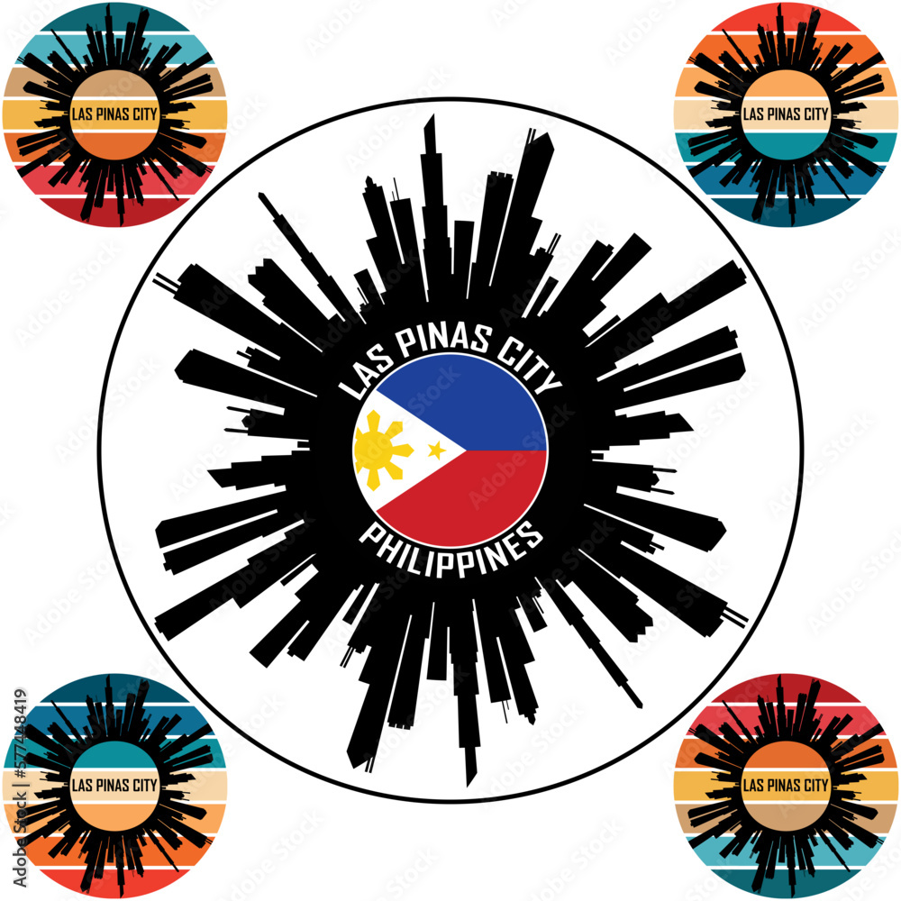 Las Pinas City Philippines Flag Skyline Silhouette Las Pinas City ...